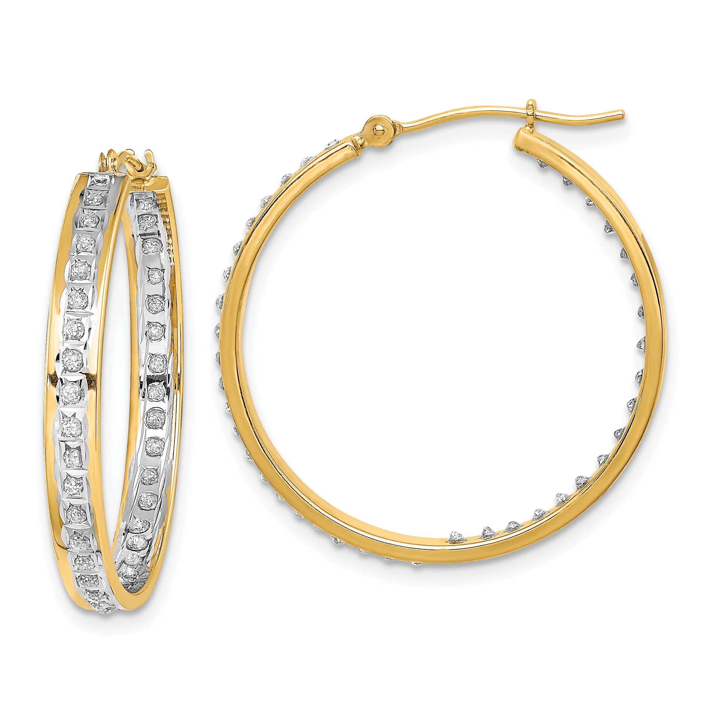 Finest Gold 14K Diamond Fascination In-Out Hoop Earrings - Walmart.com