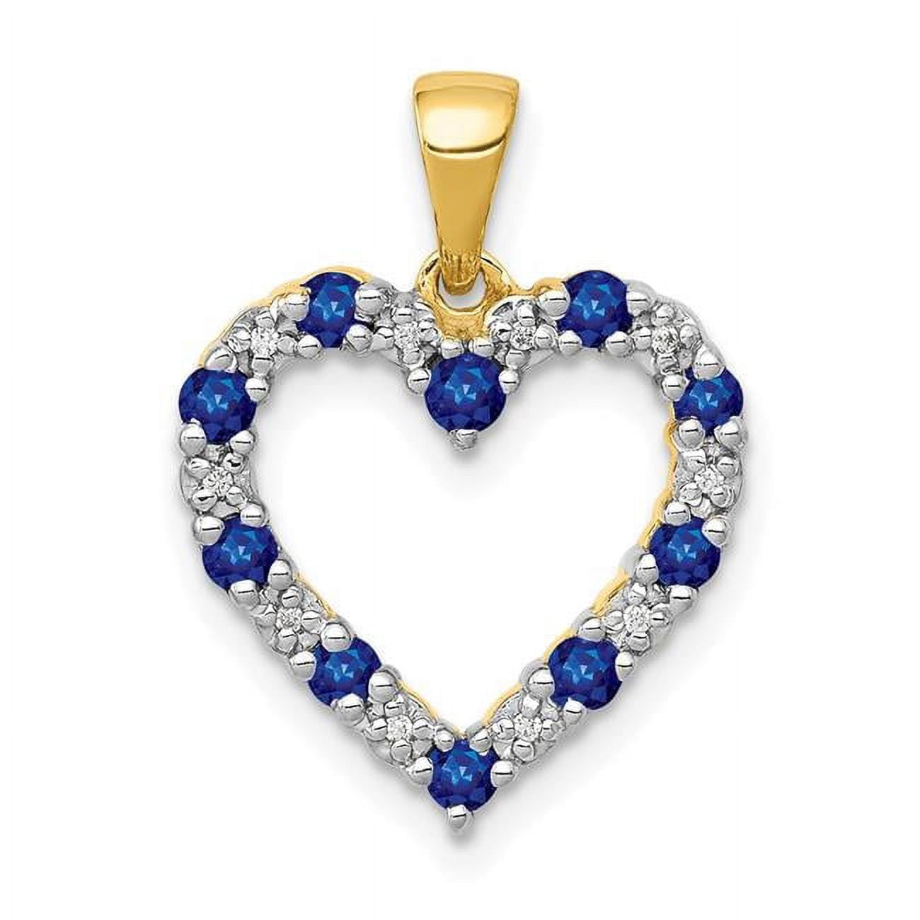Finest Gold 14K Diamond & Sapphire Heart Pendant - Walmart.com