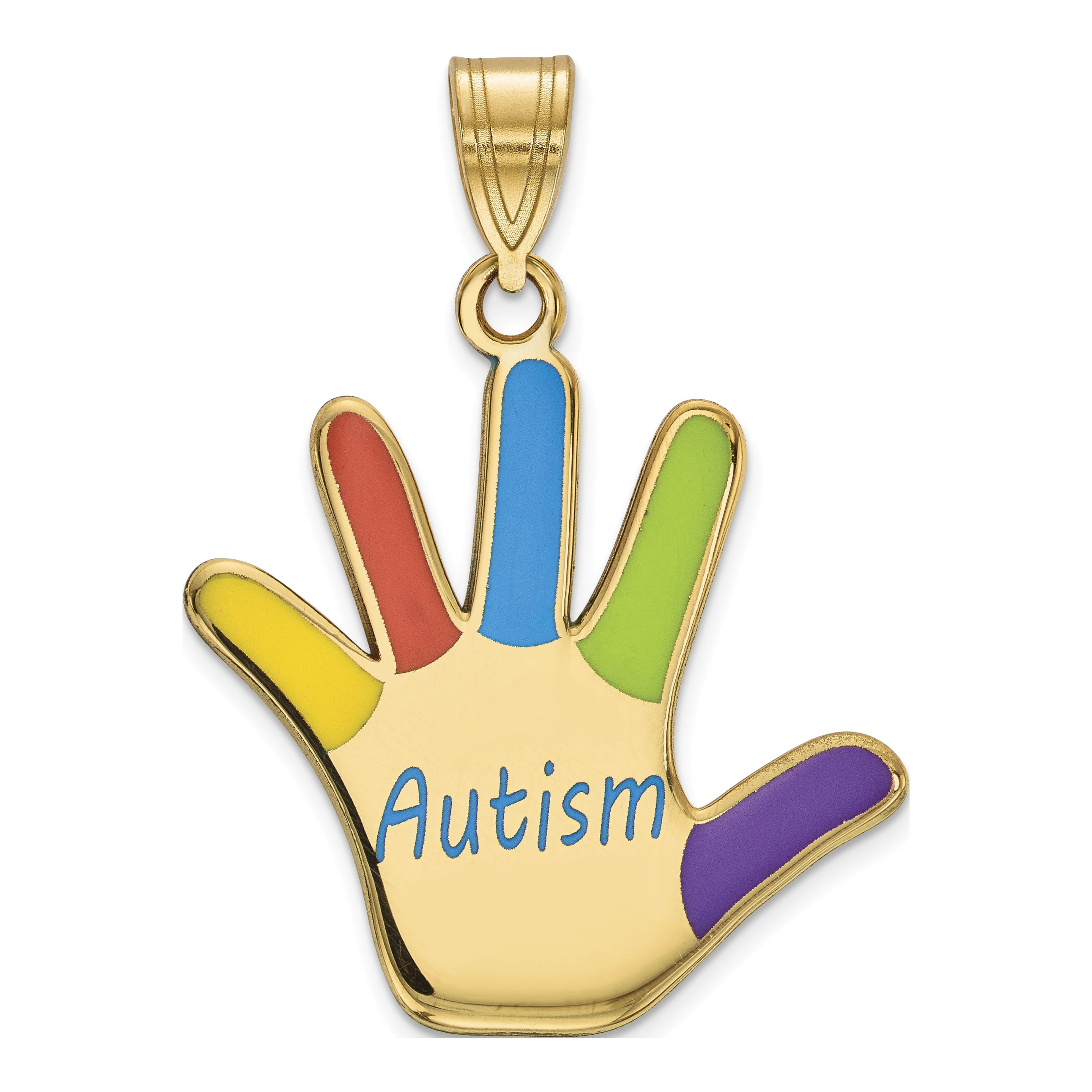 14k Enameled AUTISM Handprint Pendant XM630 - Walmart.com