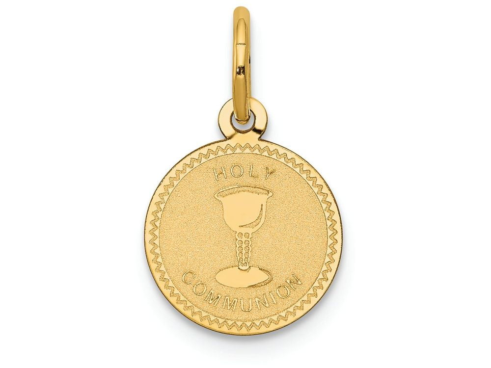 14k Yellow Gold Solid Laser Etched Polished back Holy Communion Charm ...
