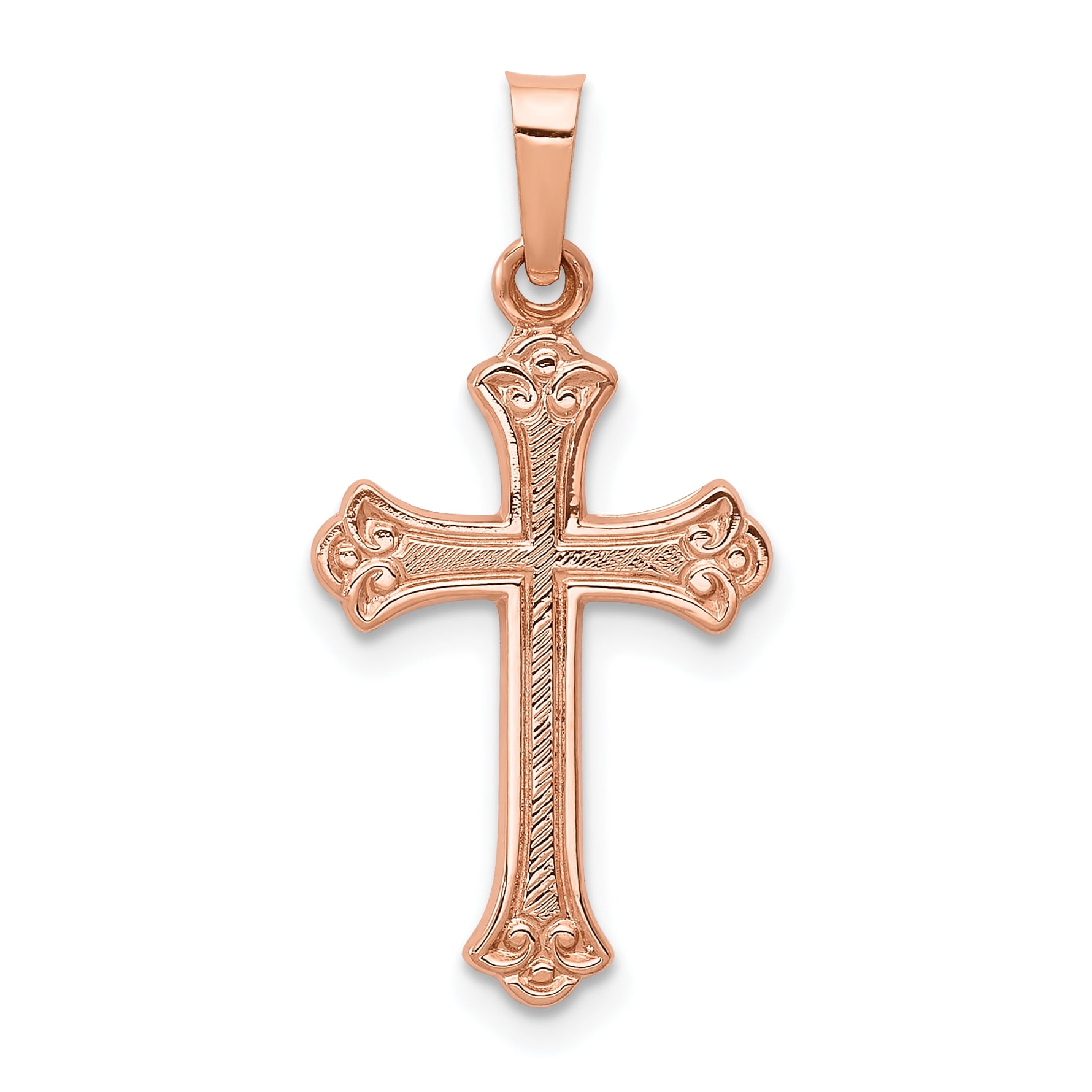 Finest Gold 14K Rose Gold Cross Pendant - Walmart.com