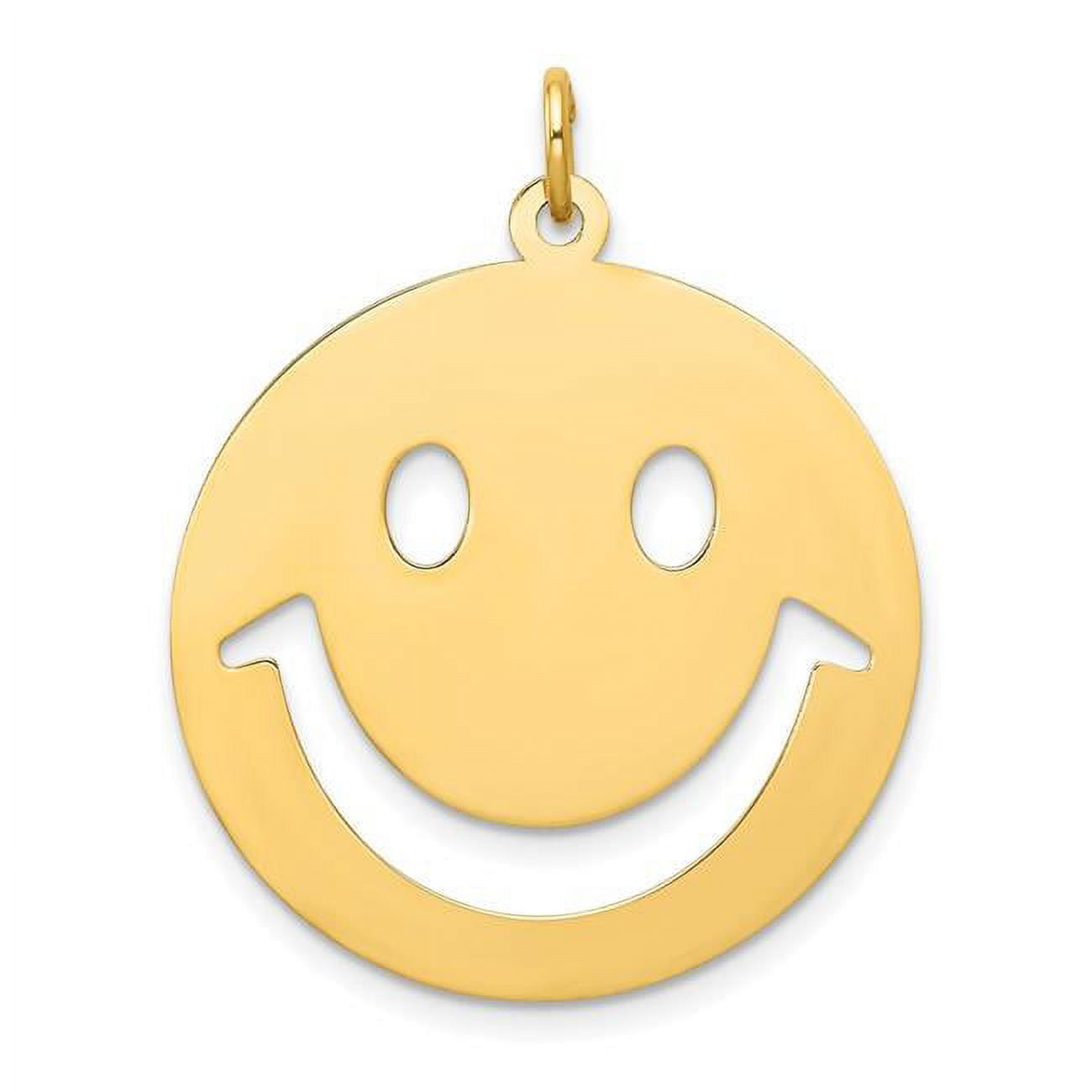 Finest Gold 14K Yellow Gold Smiley Face Charm Jewelry, Polished, Flat ...