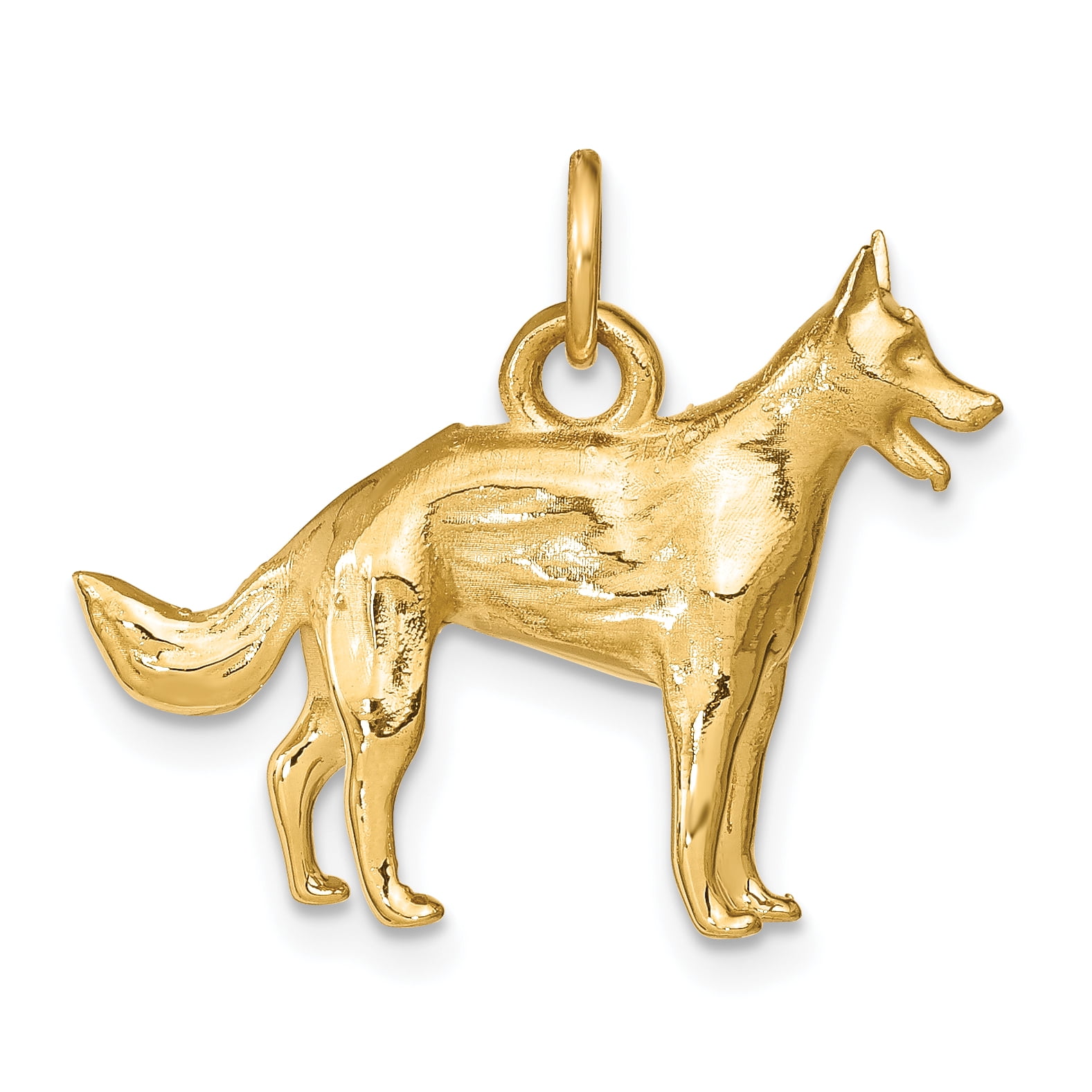 14k Yellow Gold Textured Solid Polished 3 Dimensional German Shepard ...