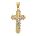 Finest Gold 14K Tri-Color Diamond-Cut Crucifix Pendant - Walmart.com