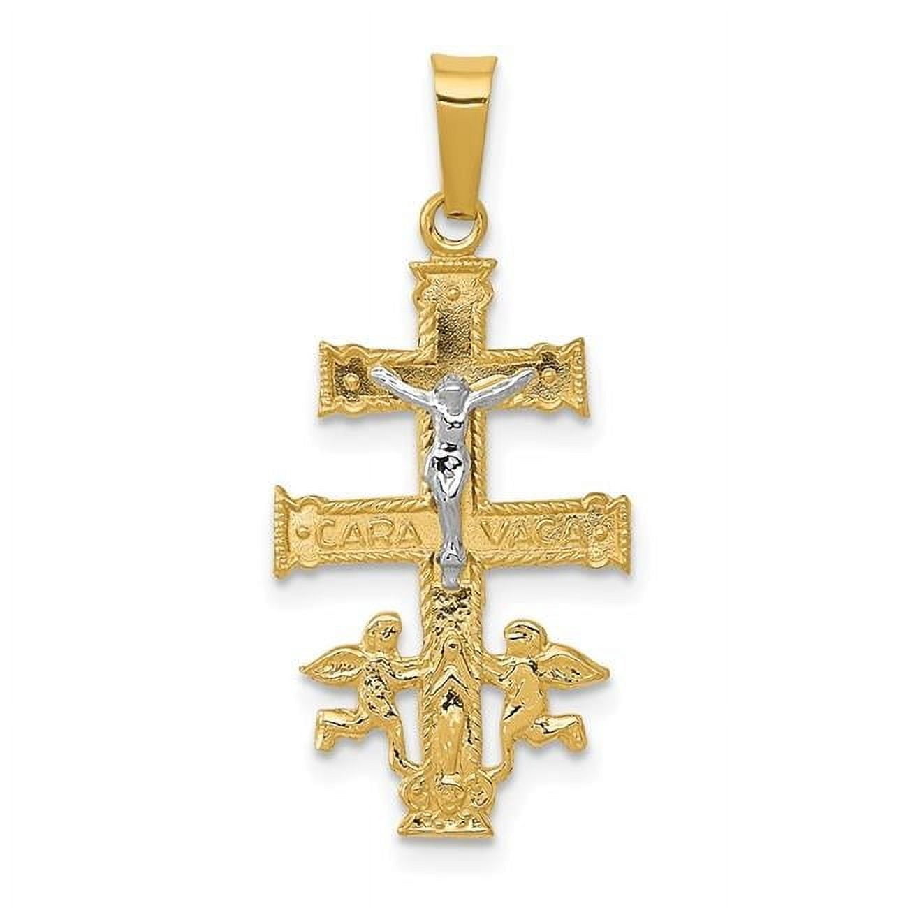Finest Gold 14K Two-Tone Cara Vaca Crucifix Pendant - Walmart.com