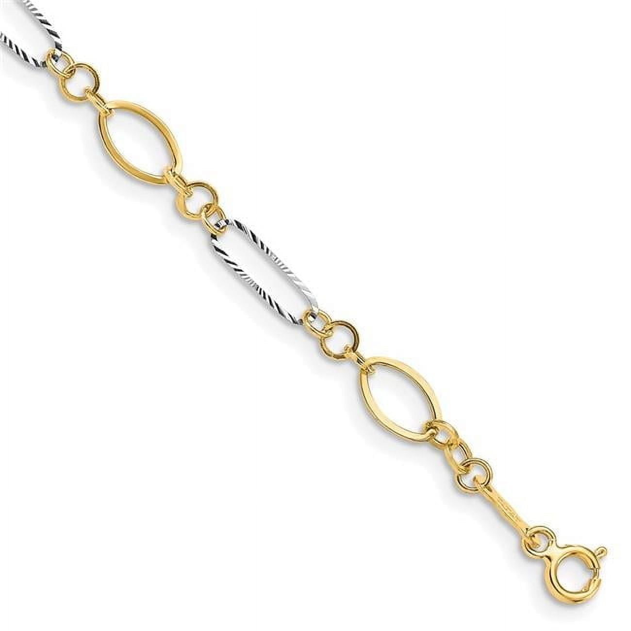 Finest Gold 14K Two-Tone Oval Link 7.25 in. Bracelet - Walmart.com