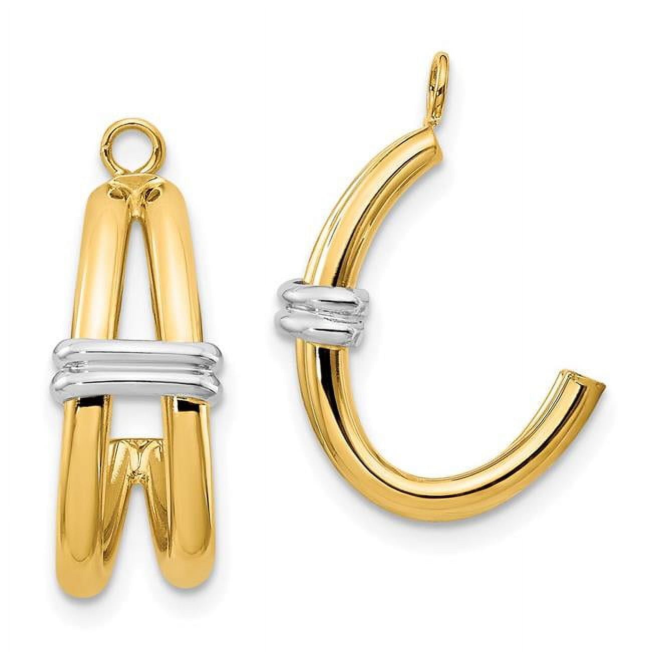 Finest Gold 14K Two-Tone Polished Double J-Hoop Earring Jackets ...