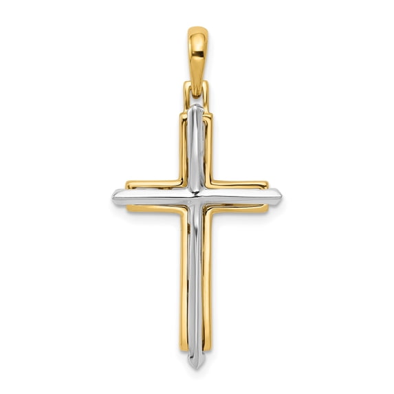 Finest Gold 14K Two-tone Fancy Cross Pendant - Walmart.com