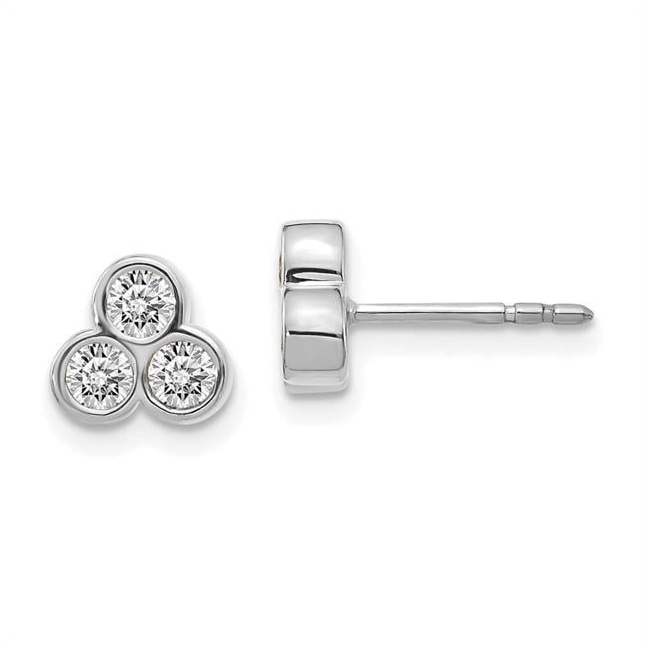 Finest Gold 14K White Gold 3-Stone Diamond Earrings - Walmart.com