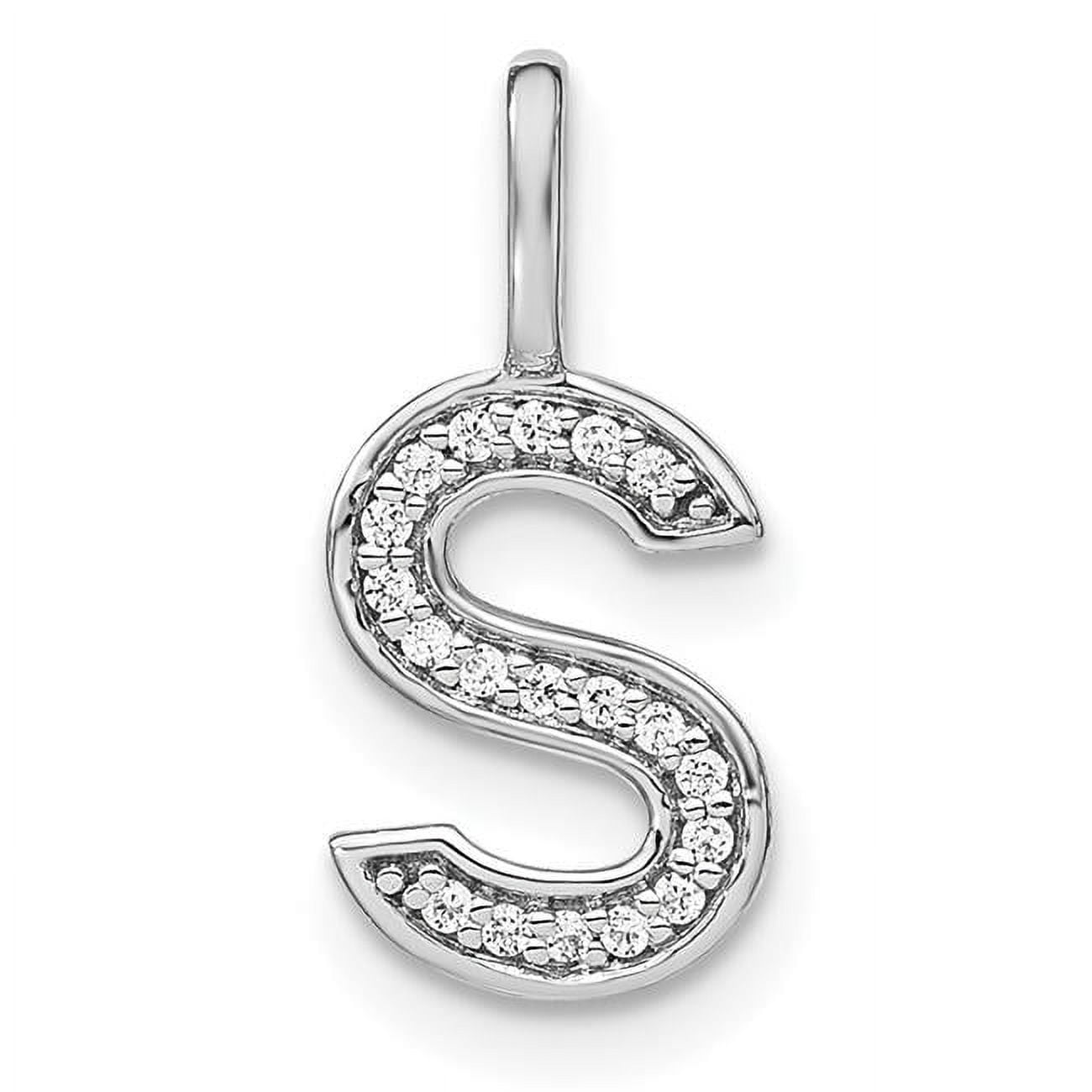 Finest Gold 14K White Gold Diamond Lower Case Letter S Initial Pendant ...