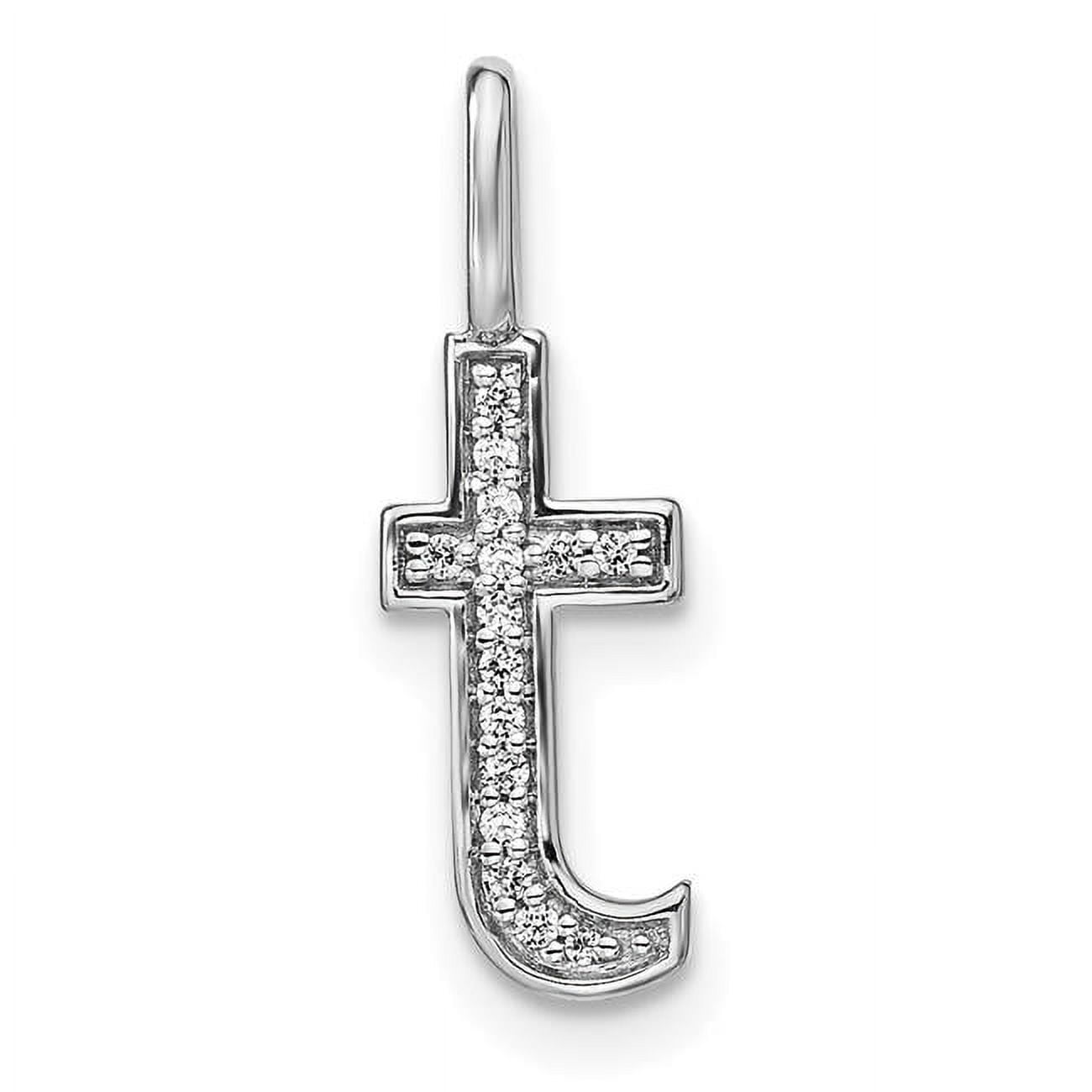 Finest Gold 14K White Gold Diamond Lower Case Letter T Initial Pendant ...