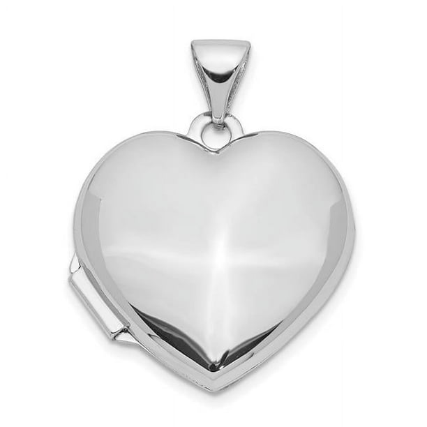 Lockets 14k White Gold Polished Domed Plain 18mm Heart Locket - Walmart ...