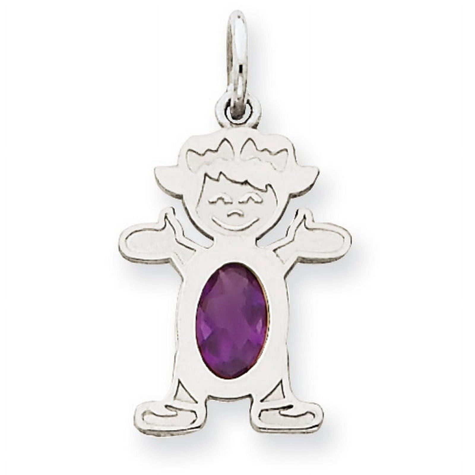 14K White Gold Girl Charm 6x4 Oval Genuine Amethyst-February XCK36 ...