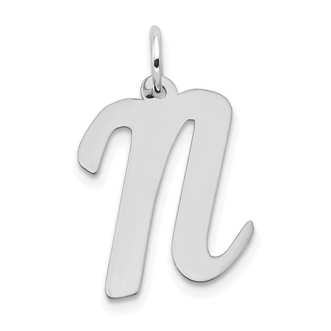 Finest Gold 14K White Gold Large Script Letter N Initial Charm ...