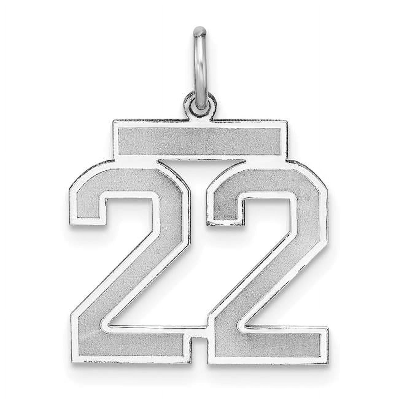 14k White Gold Satin Brush Finish Medium Size Number 22 Charm Pendant ...