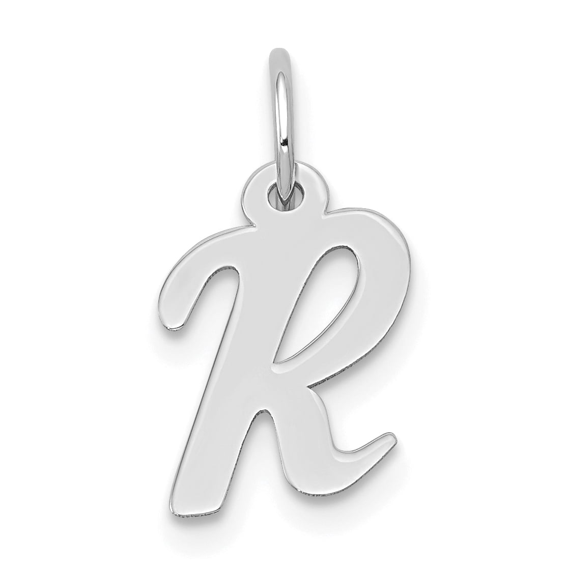 Finest Gold 14K White Gold Small Script Letter R Initial Charm ...