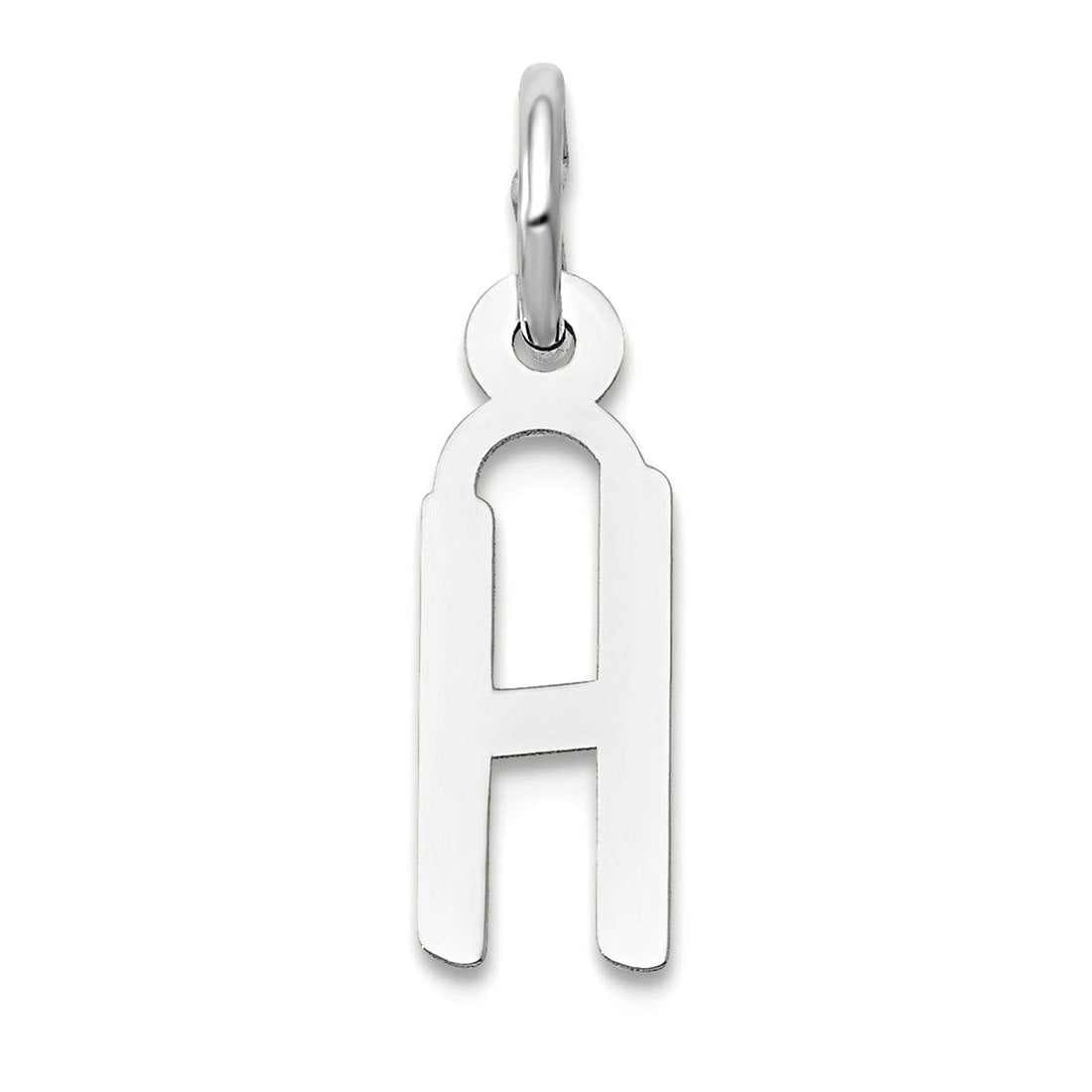 14k White Gold Solid Polished Laser cut Small Slanted Block Initial H ...