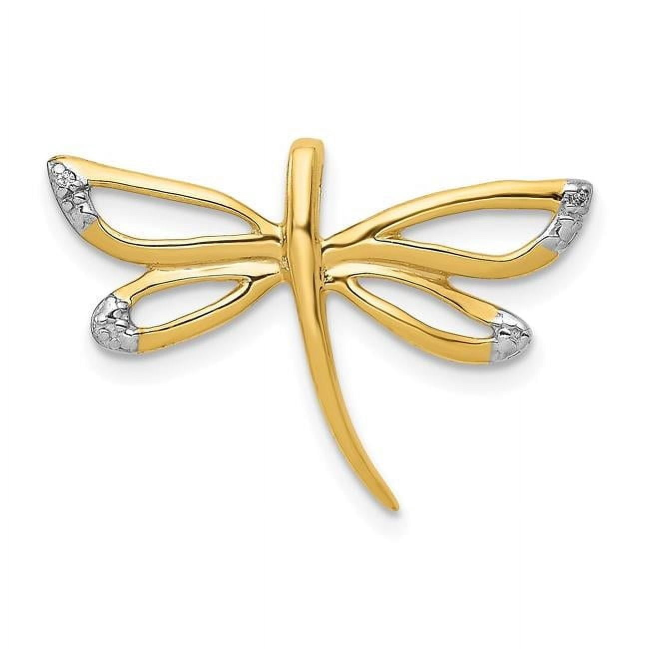 Finest Gold 14K Yellow & Diamond with Rhodium Accent Dragonfly Chain ...