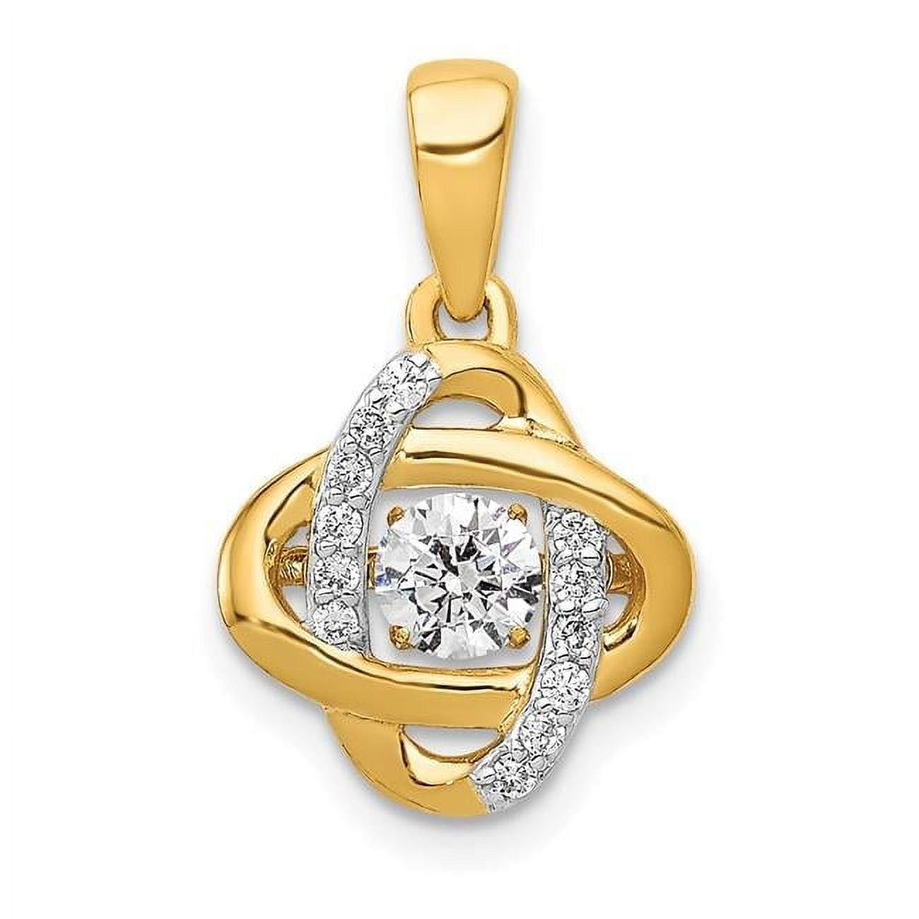 Finest Gold 14K Yellow Gold 0.33CT Vibrant Moving Diamond Fancy Knot ...