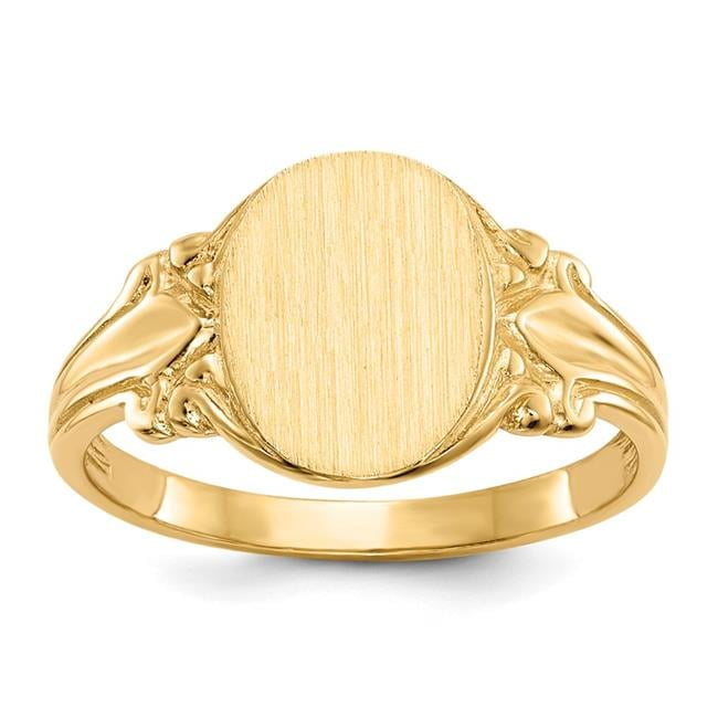 Finest Gold 14K Yellow Gold 10 x 8 mm Open Back Signet Ring - Size 6 ...