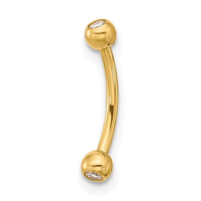 Finest Gold 14K Yellow Gold 16 Gauge CZ Eyebrow Jewelry - Walmart.com