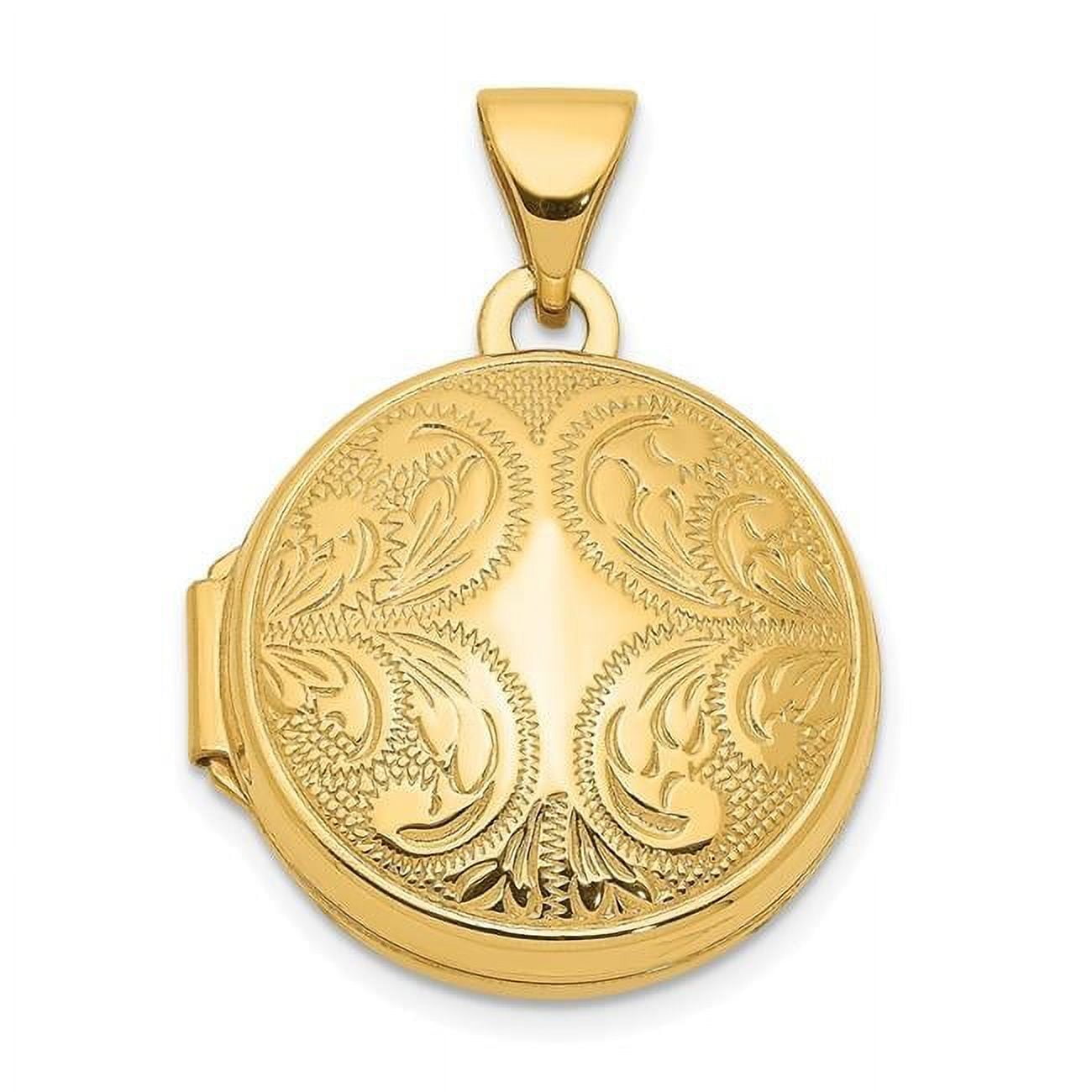 Lockets 14k Polished Scroll Design 16mm Round Locket - Walmart.com