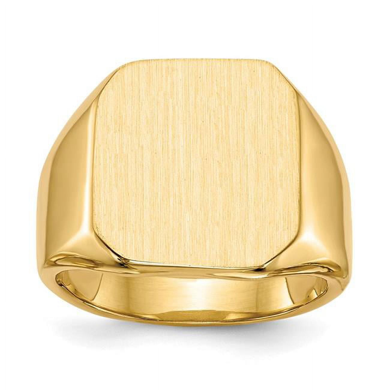 Finest Gold 14K Yellow Gold 17 x 15 mm Closed Back Mens Signet Ring ...