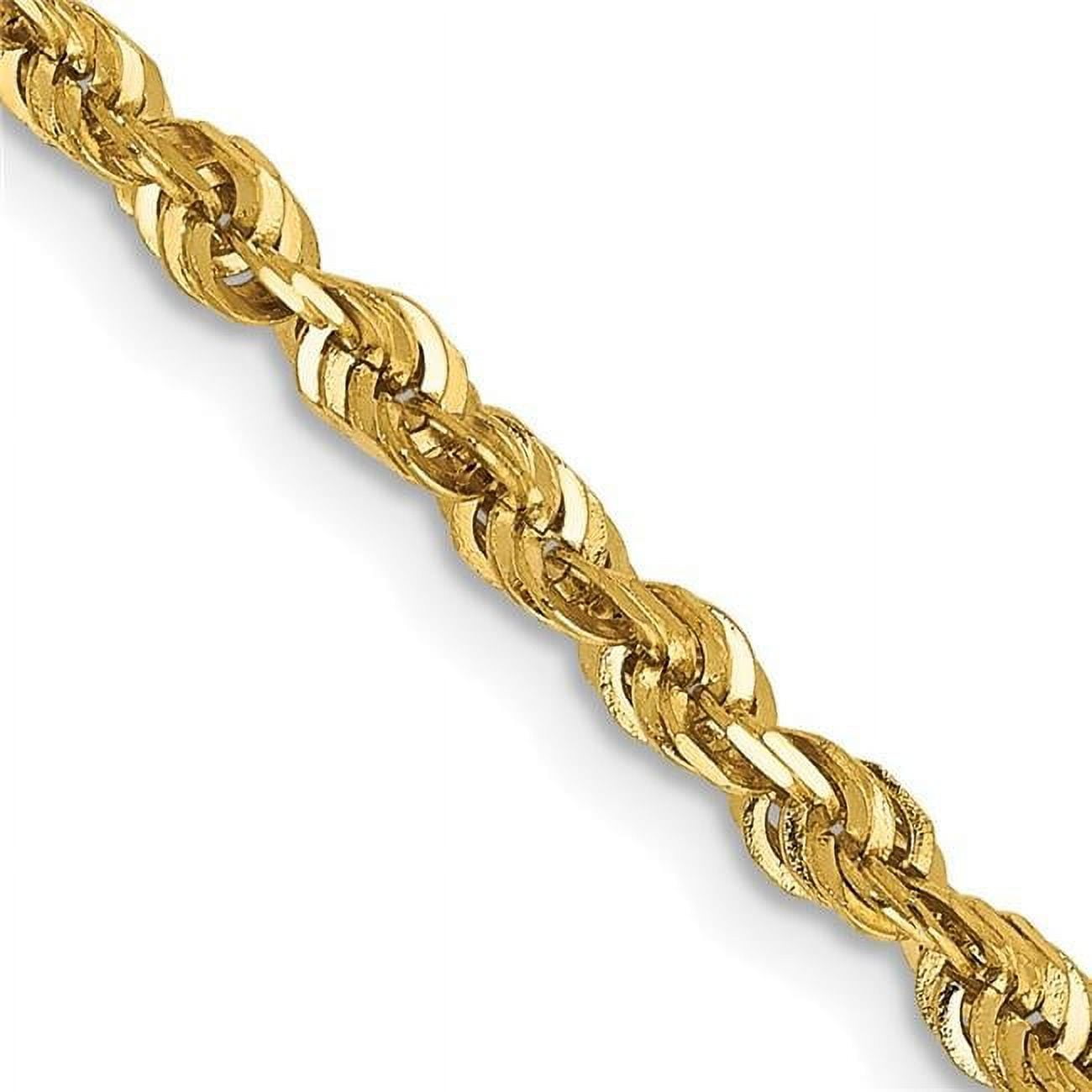 Finest Gold 14K Yellow Gold 2.75 mm Extra-Light Diamond-Cut 24 in. Rope ...