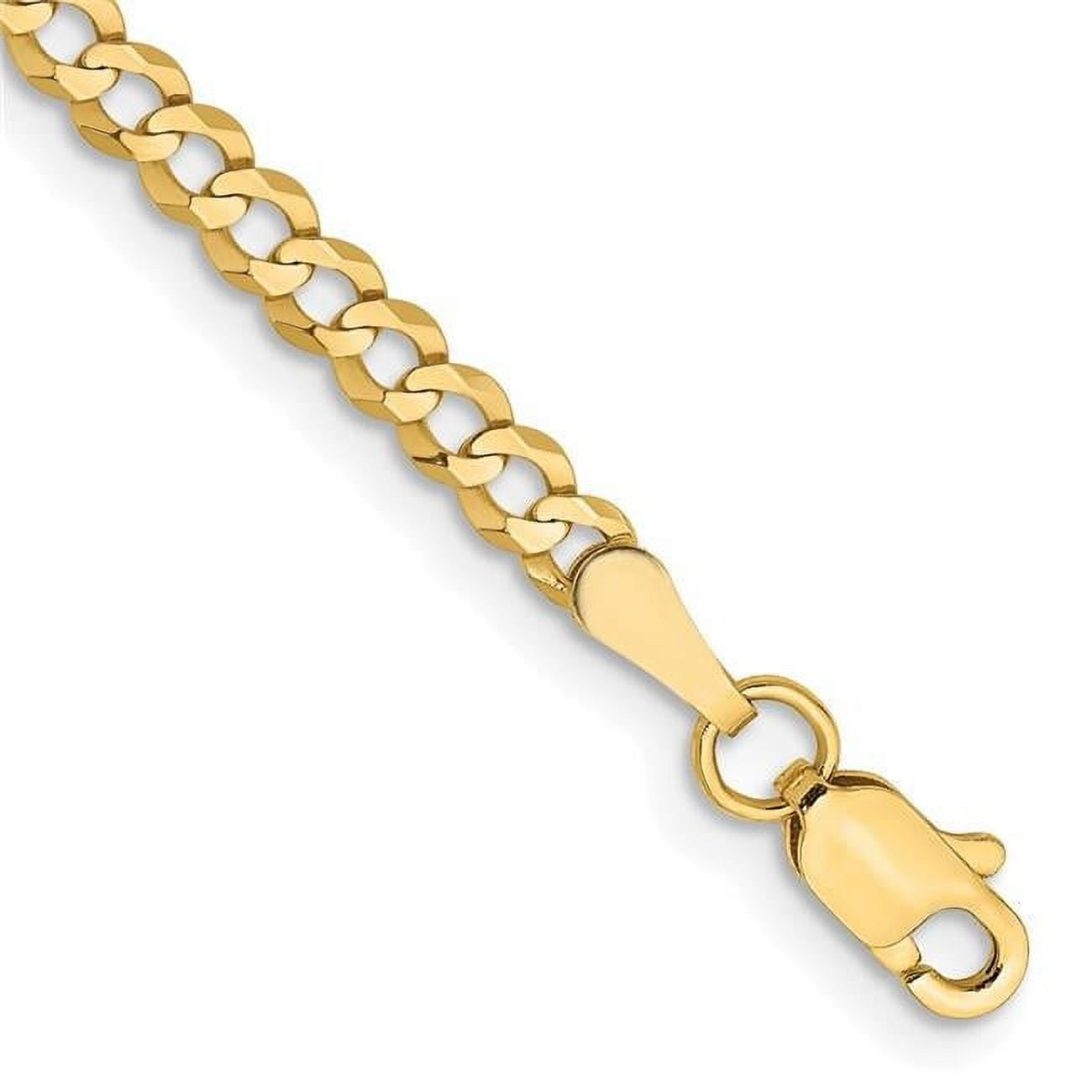 Finest Gold 14K Yellow Gold 3.1 mm Lightweight Flat Cuban Chain 7 in ...
