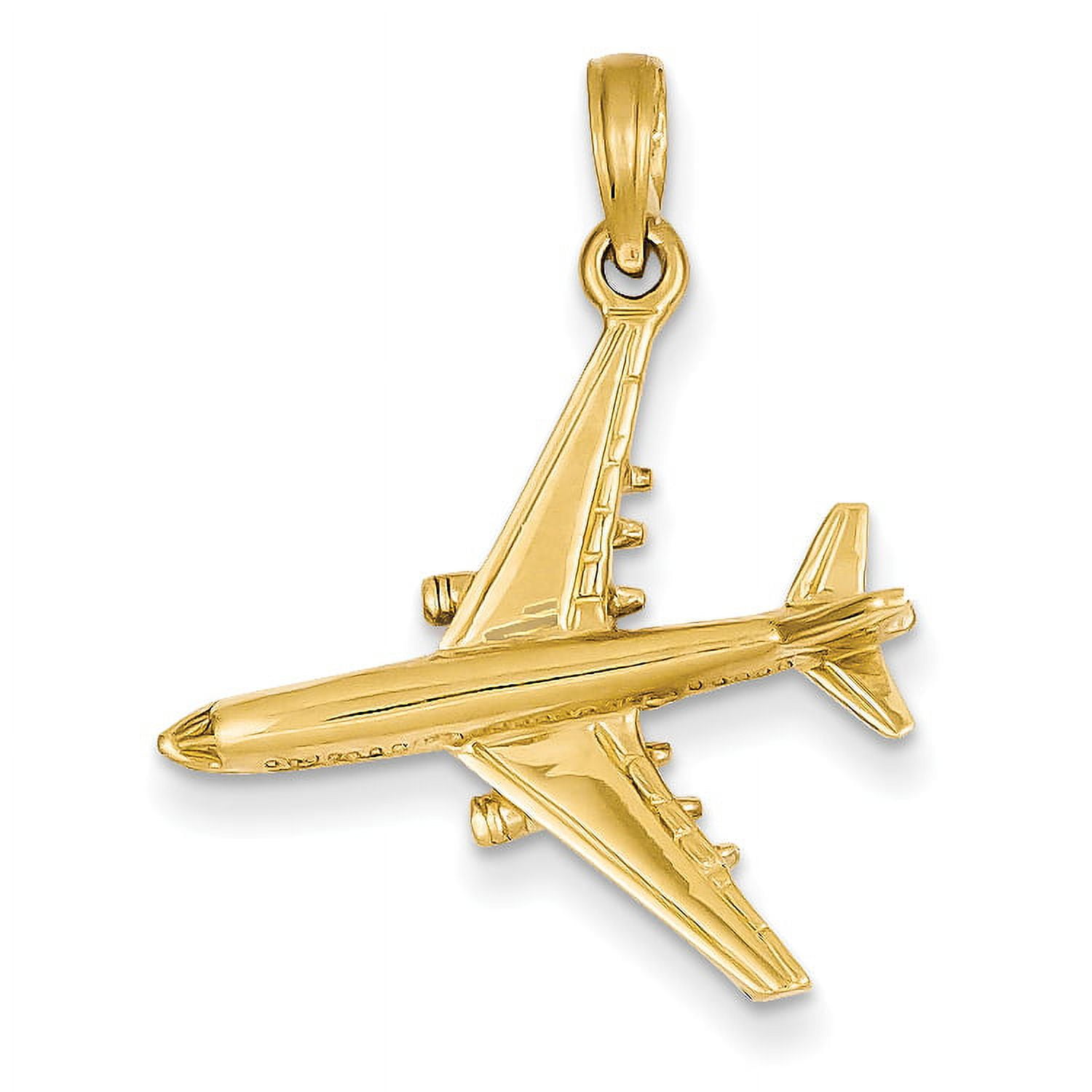 Finest Gold 14K Yellow Gold 3-D Jet Pendant - Walmart.com