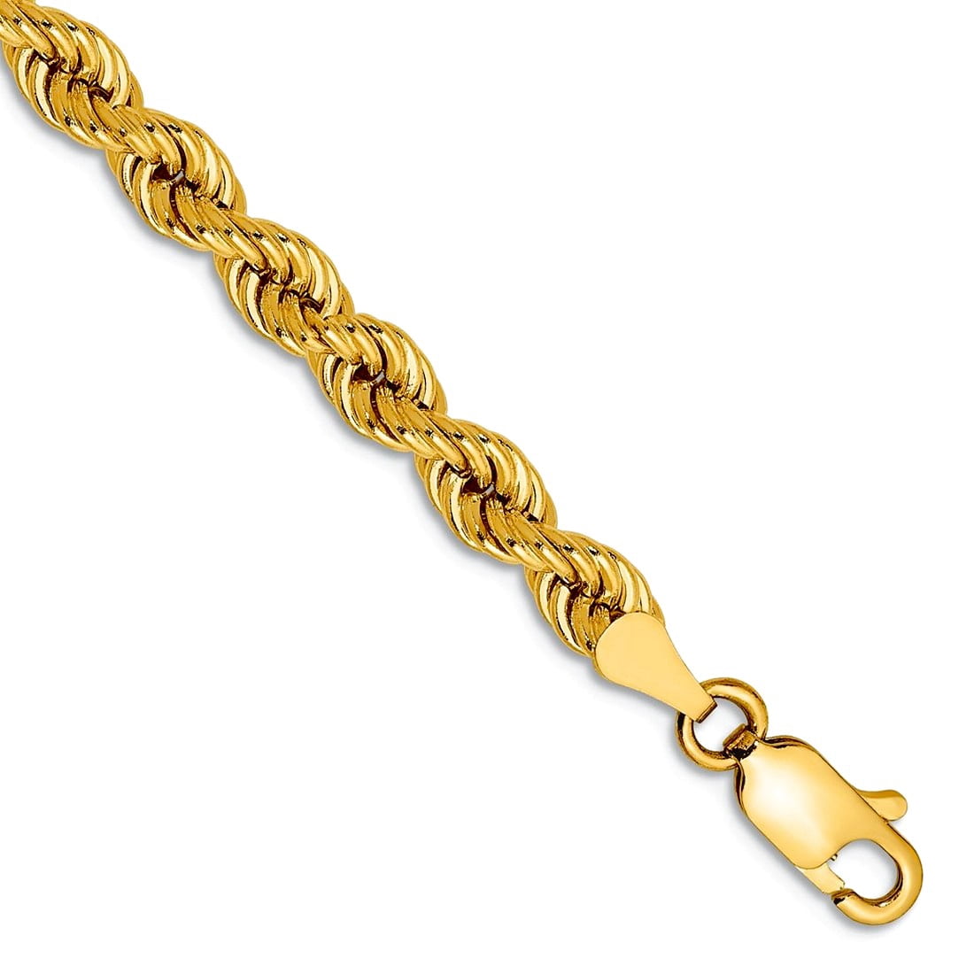 Finest Gold 14K Yellow Gold 4 mm Regular Rope Chain 7 in. Bracelet ...