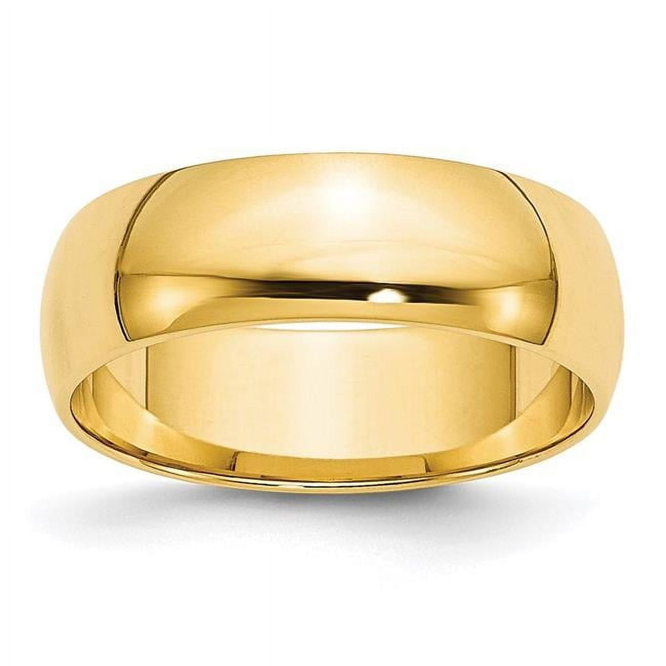 Finest Gold 14K Yellow Gold 6 mm LTW Half Round Band - Size 7.5 ...