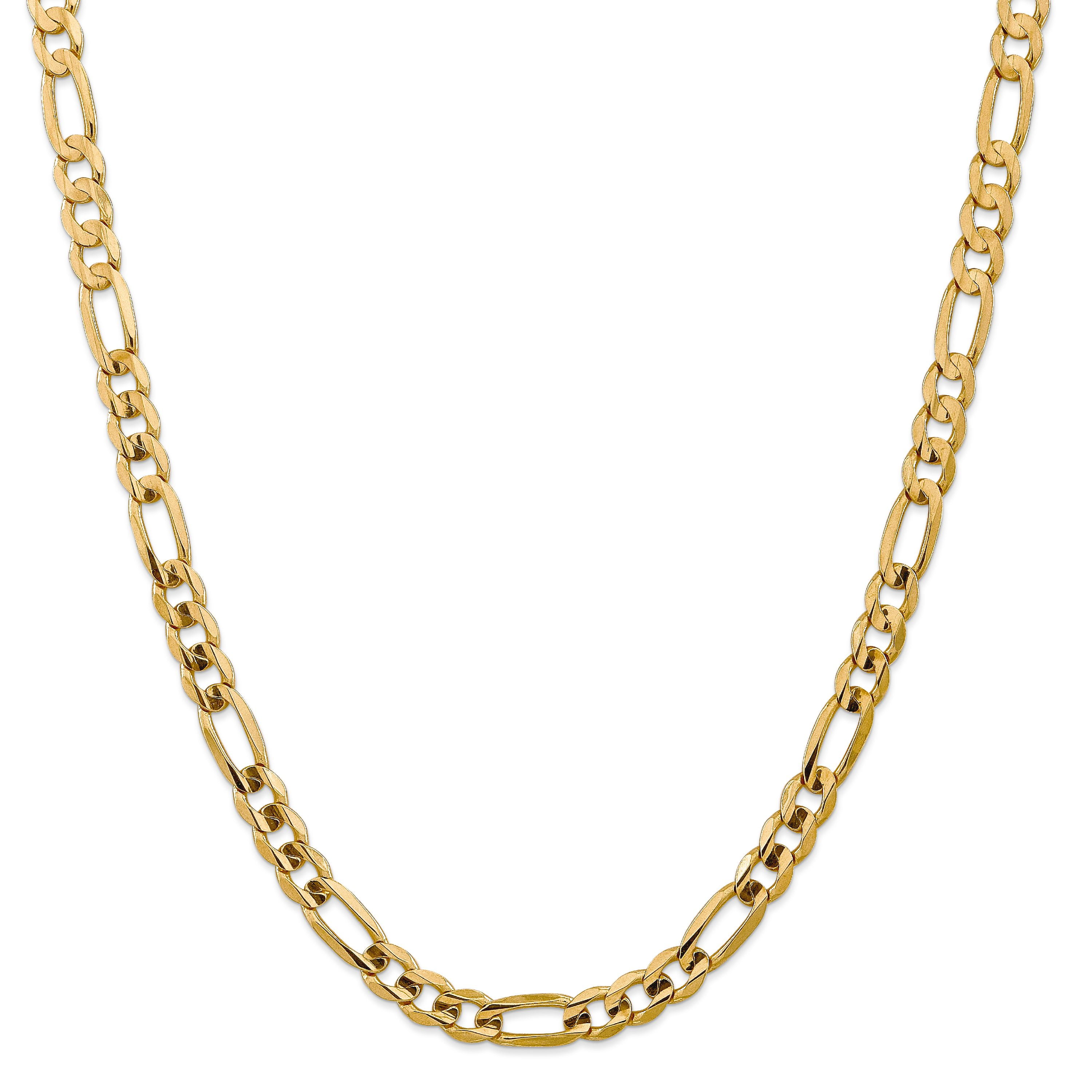 14k Yellow Gold Solid Polished 7.5mm Concave Open Figaro Chain Necklace ...