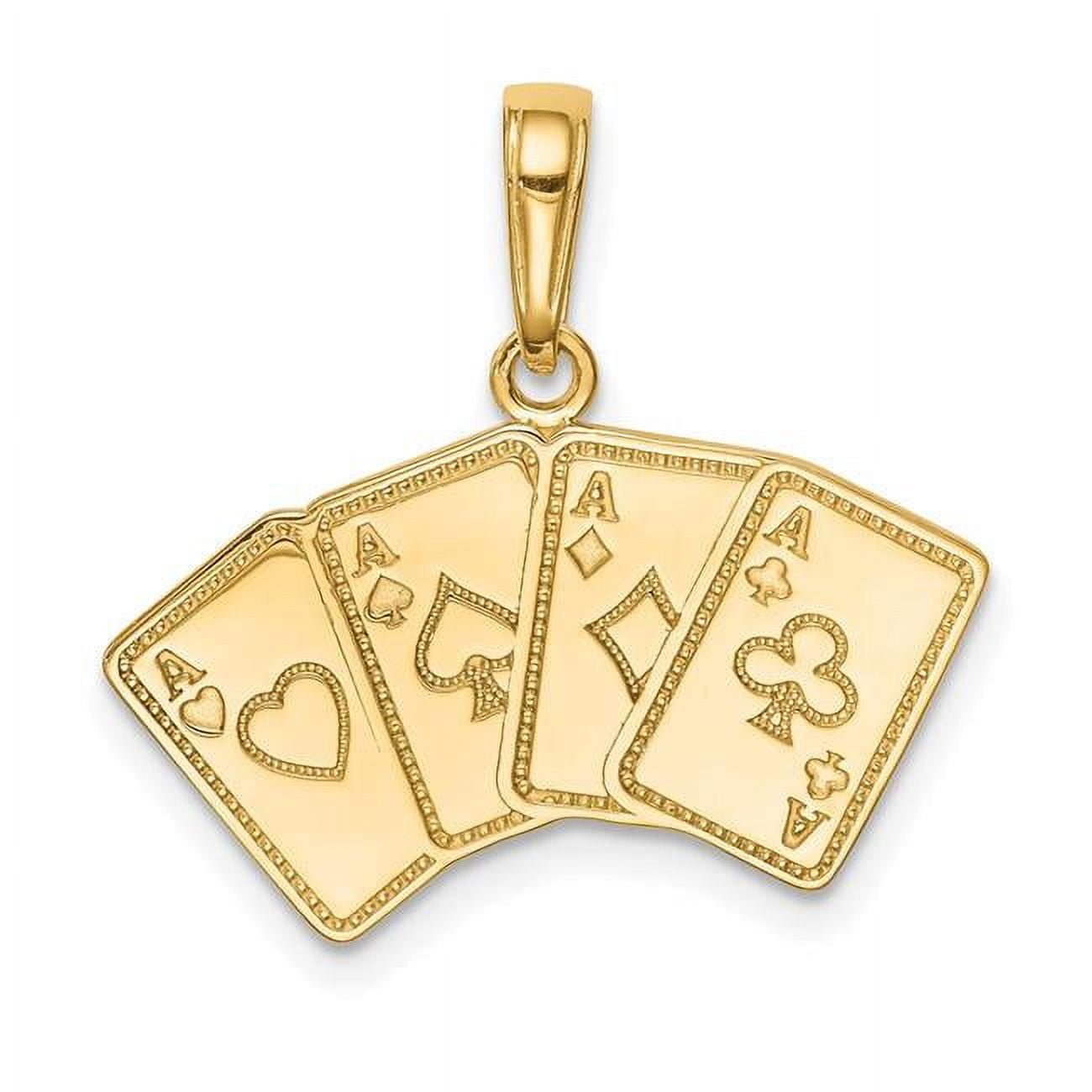 Finest Gold 14K Yellow Gold Aces Playing Cards Pendant - Walmart.com