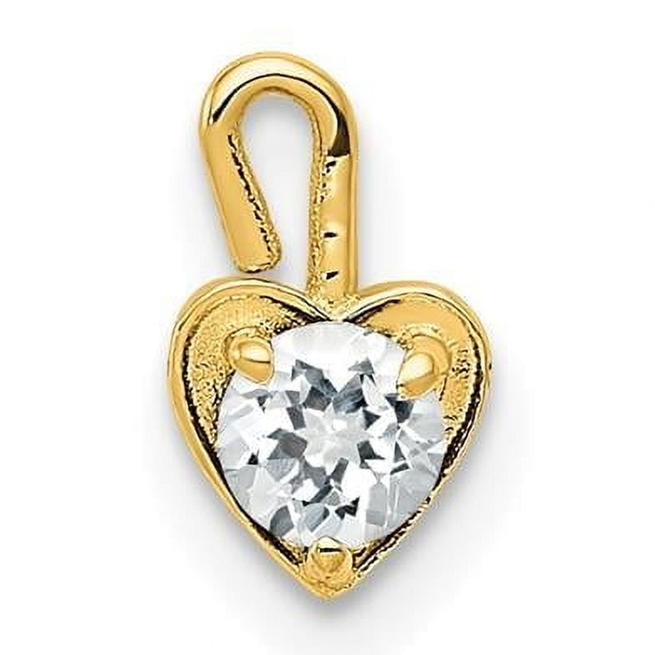 Finest Gold 14K Yellow Gold April Synthetic Birthstone Heart Charm ...