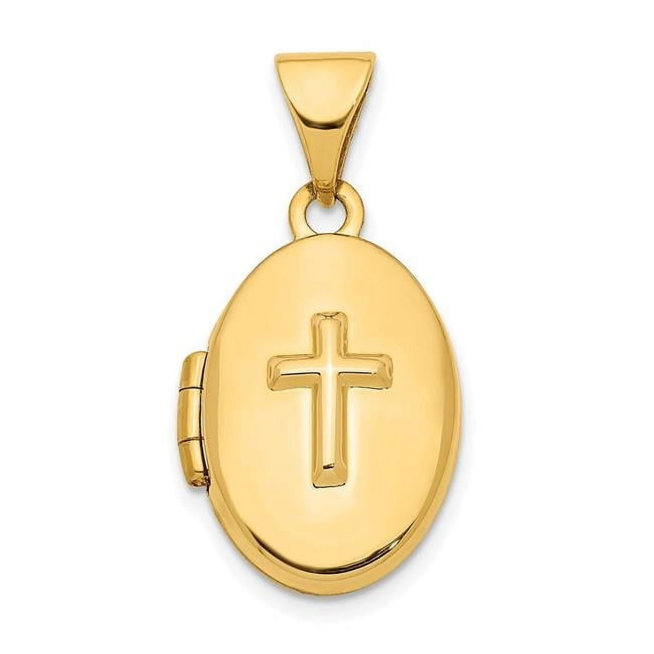 Lockets 14k Raised Cross 16mm Oval Locket Pendant - Walmart.com