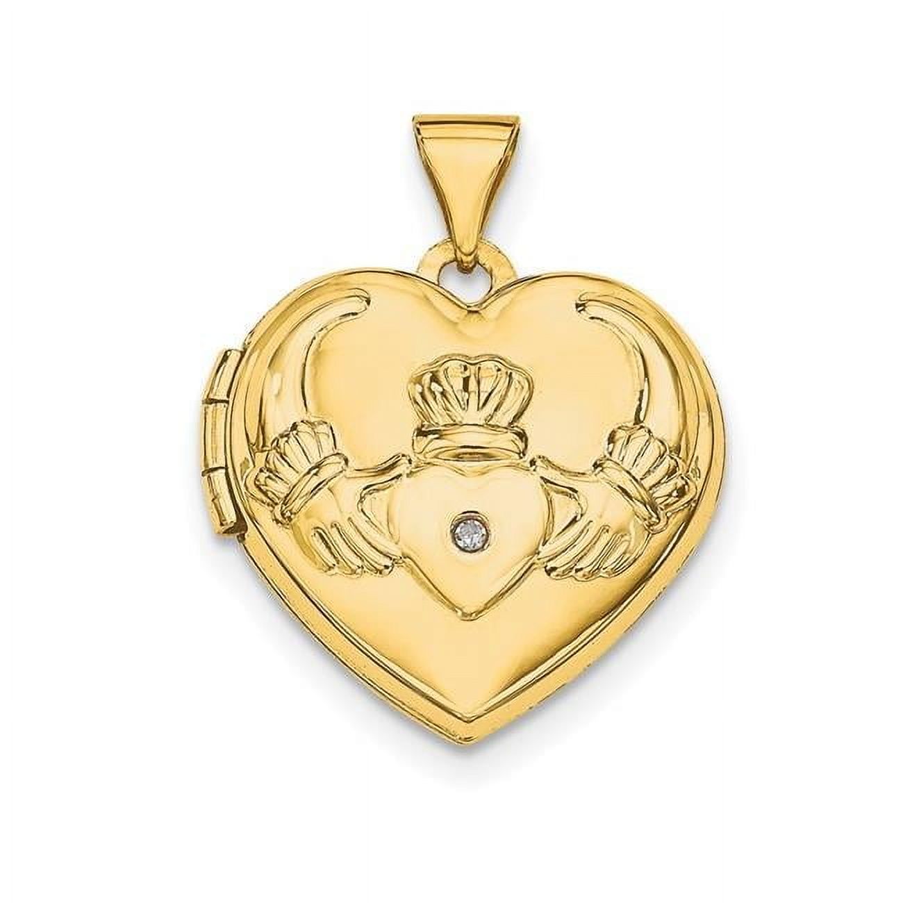 Lockets 14k Diamond Claddagh with Poem on Reverse 18mm Heart Locket ...