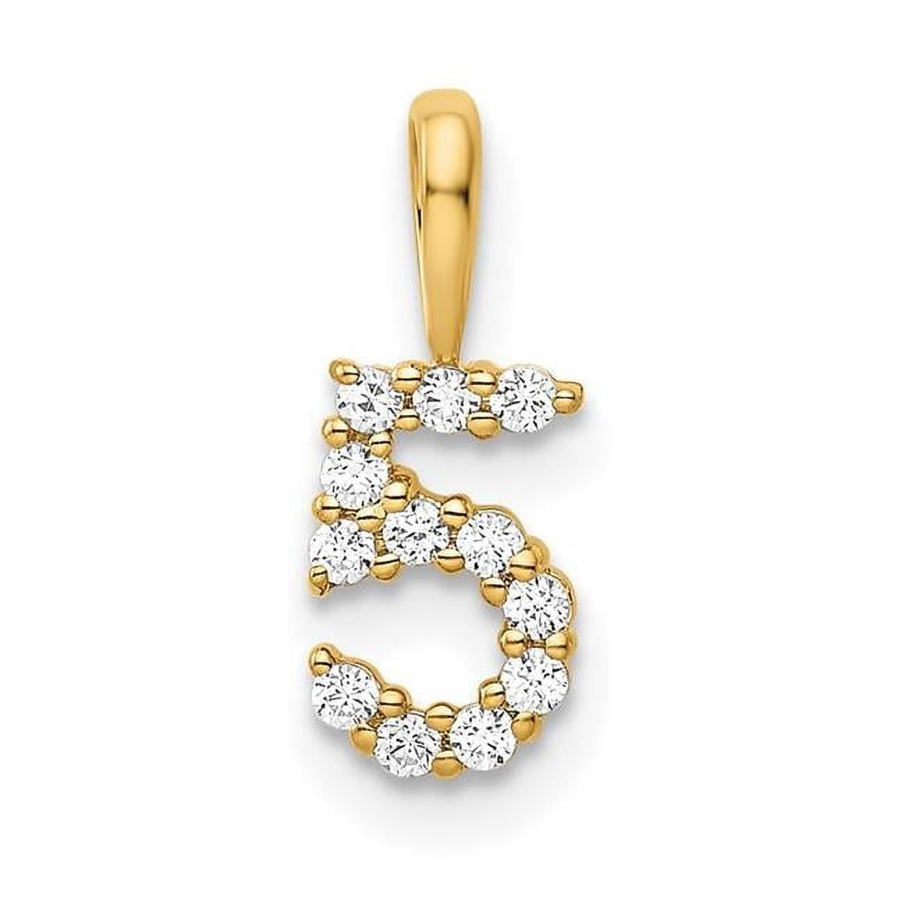 Finest Gold 14K Yellow Gold Diamond Number 5 Pendant - Walmart.com