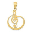 Finest Gold 14K Yellow Gold G Clef Musical Note Pendant - Walmart.com