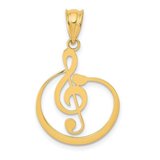 Finest Gold 14K Yellow Gold G Clef Musical Note Pendant - Walmart.com