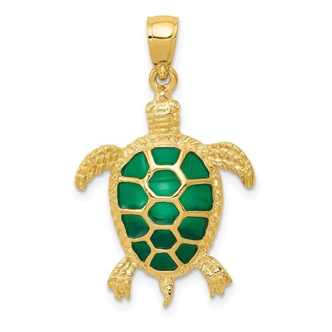 14K Green Enameled Sea Turtle Pendant K4256 - Walmart Business Supplies