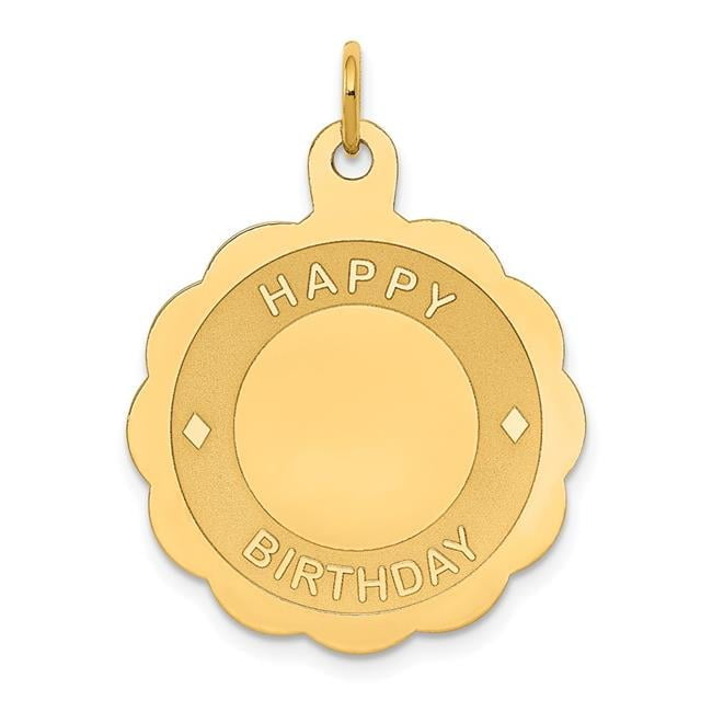 Finest Gold 14K Yellow Gold Happy Birthday Disc Pendant - Walmart.com