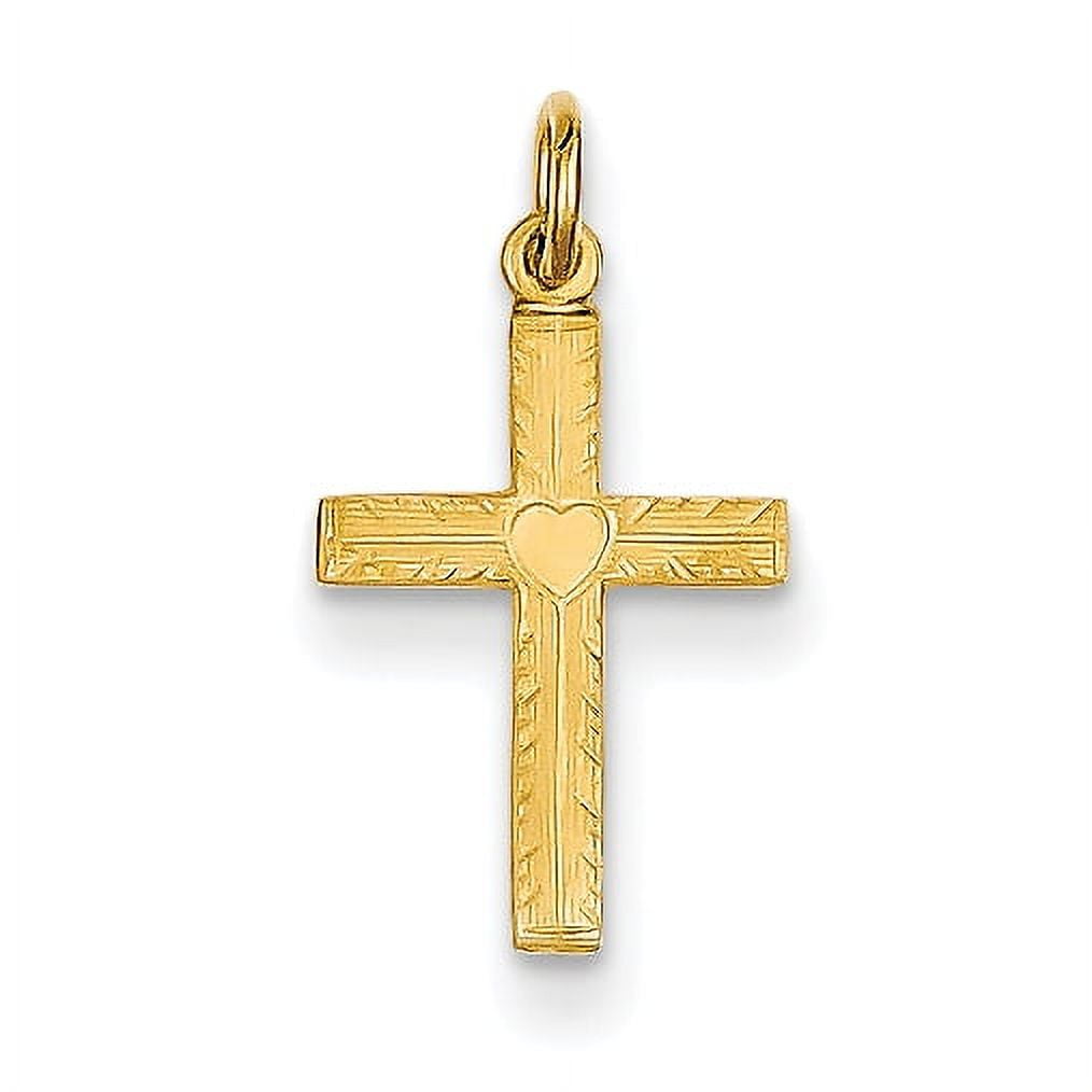 Finest Gold 14K Yellow Gold Heart Cross Charm - Walmart.com