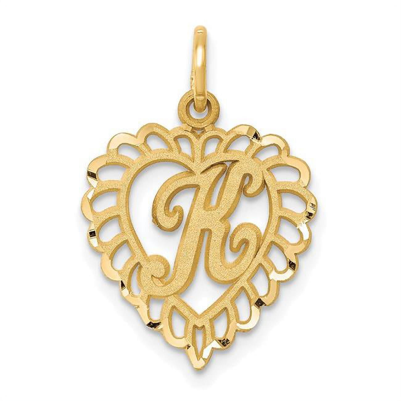 Finest Gold 14K Yellow Gold Heart Letter K Charm - Walmart.com