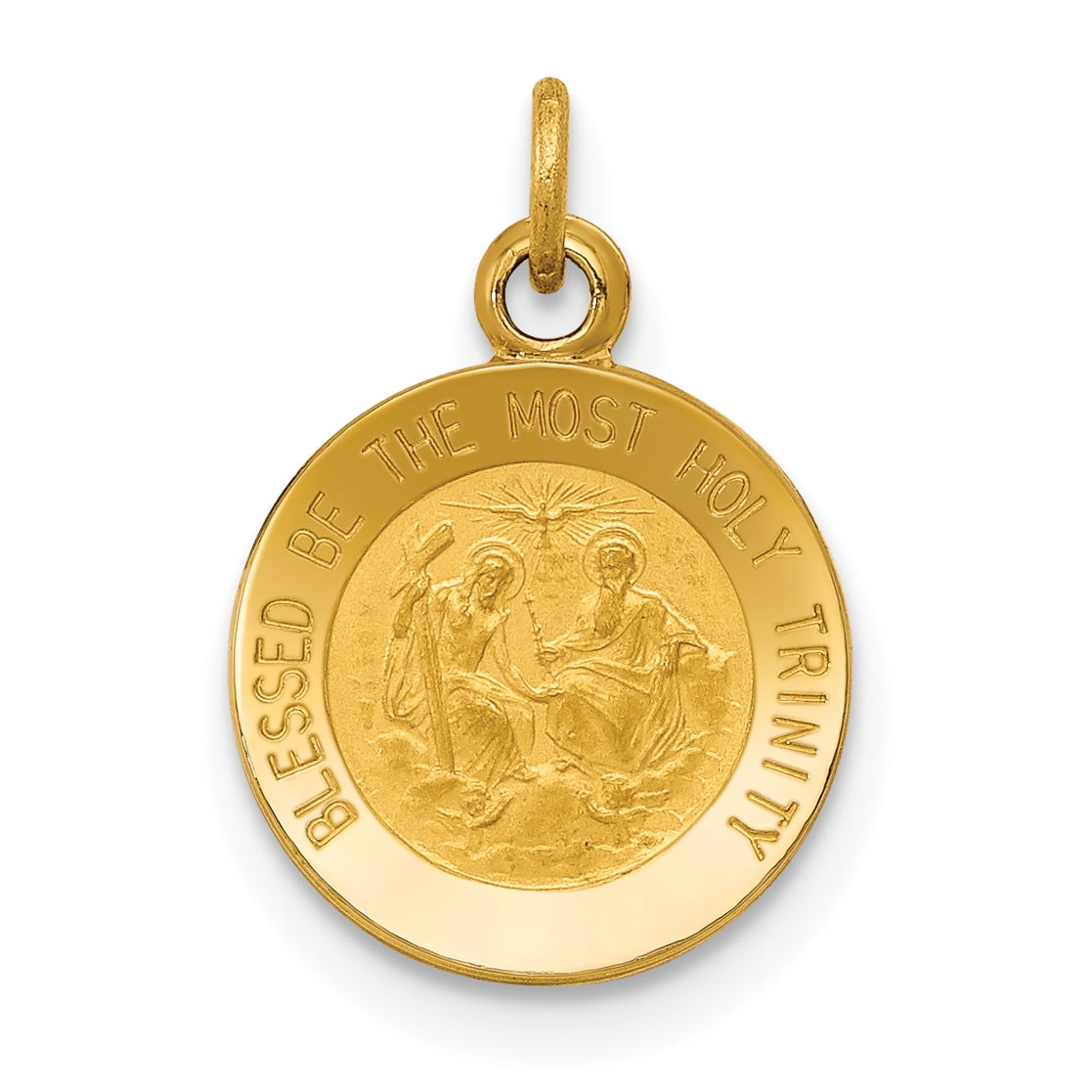 Finest Gold 14K Yellow Gold Religious Holy Trinity Medal Charm ...