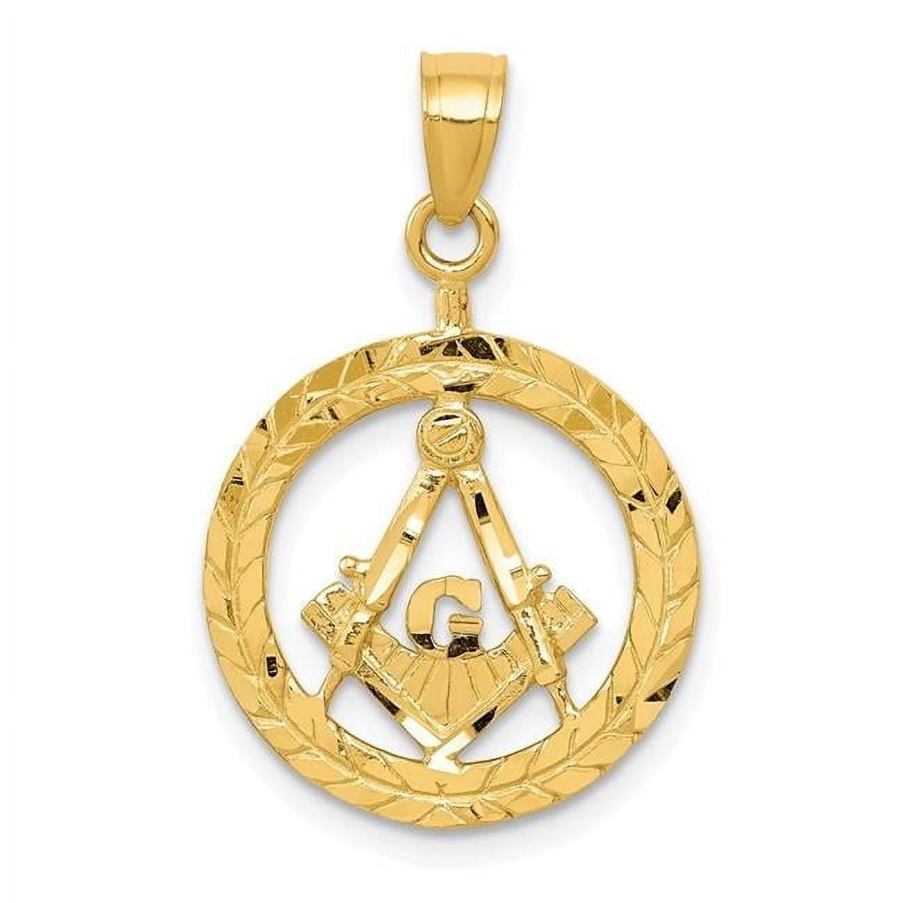 Finest Gold 14K Yellow Gold Masonic Symbol in Wreath Pendant - Walmart.com