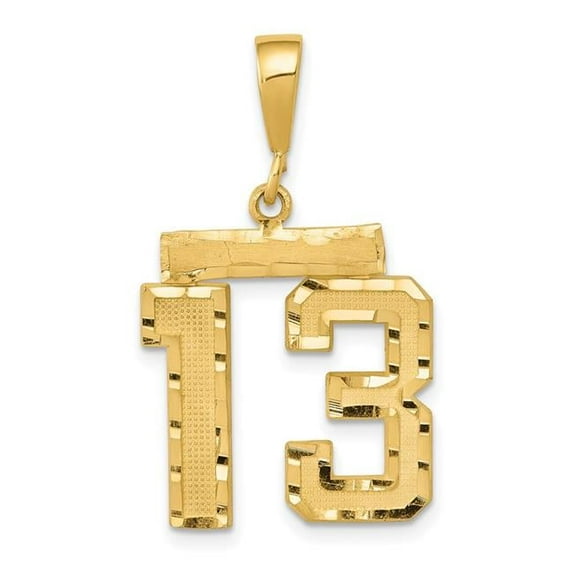 Finest Gold 14K Yellow Gold Medium Diamond-Cut Number 13 Charm ...
