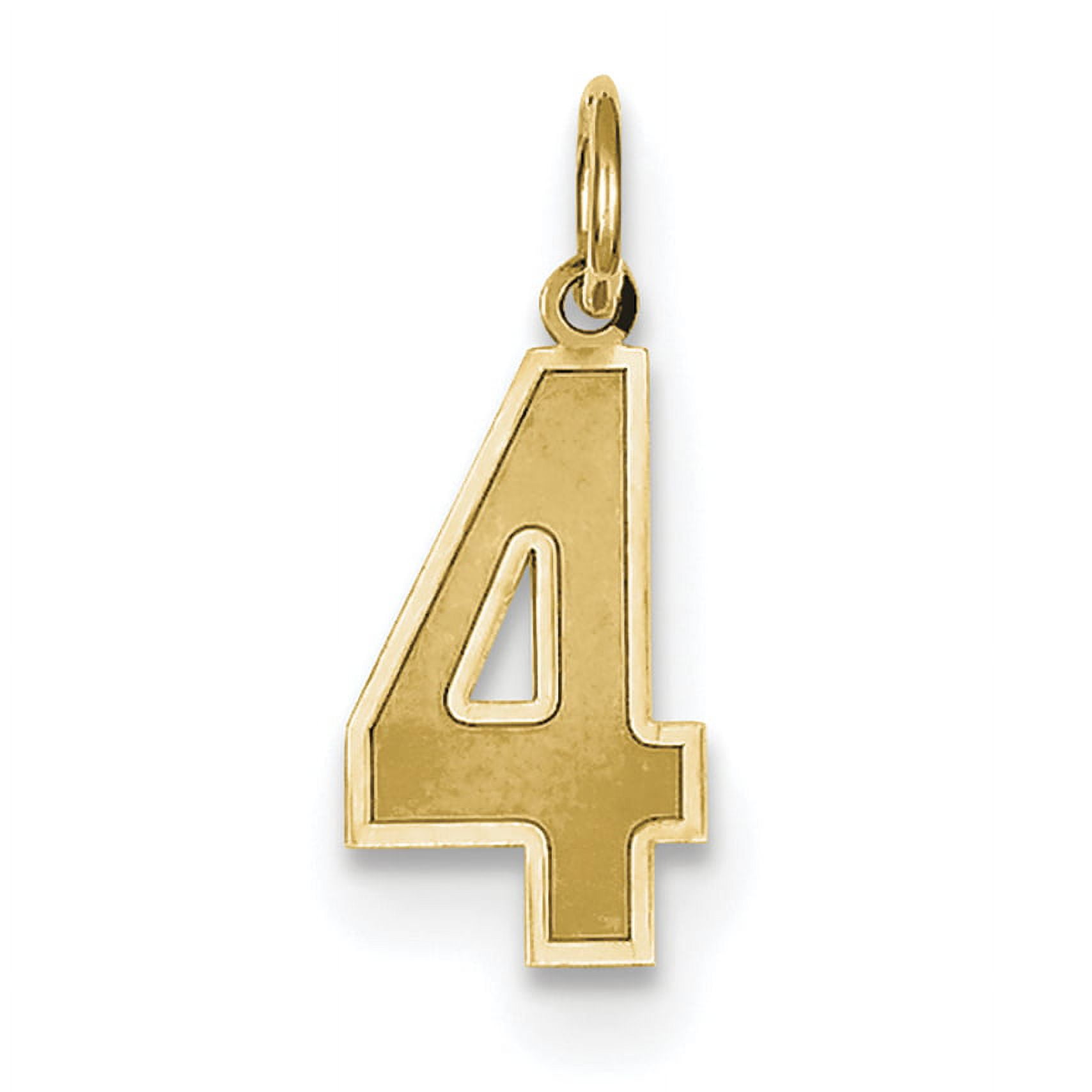 Finest Gold 14K Yellow Gold Medium Satin Number 4 Charm - Walmart.com