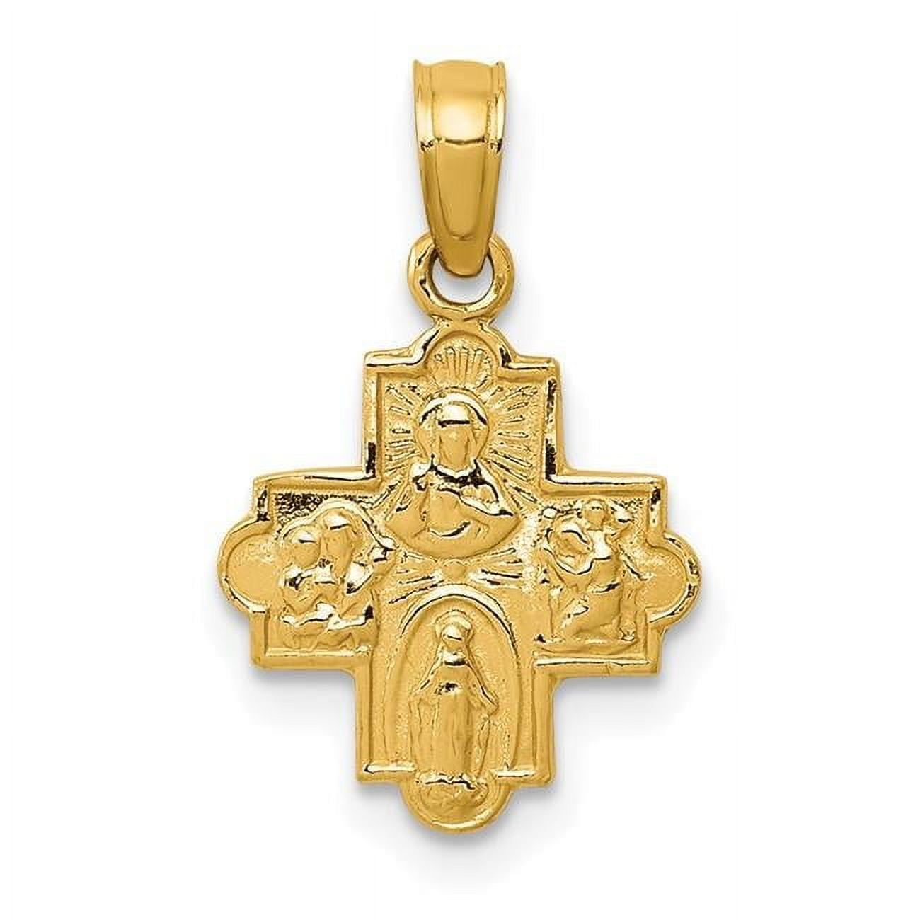 Finest Gold 14K Yellow Gold Miniature Four Way Medal Pendant - Walmart.com