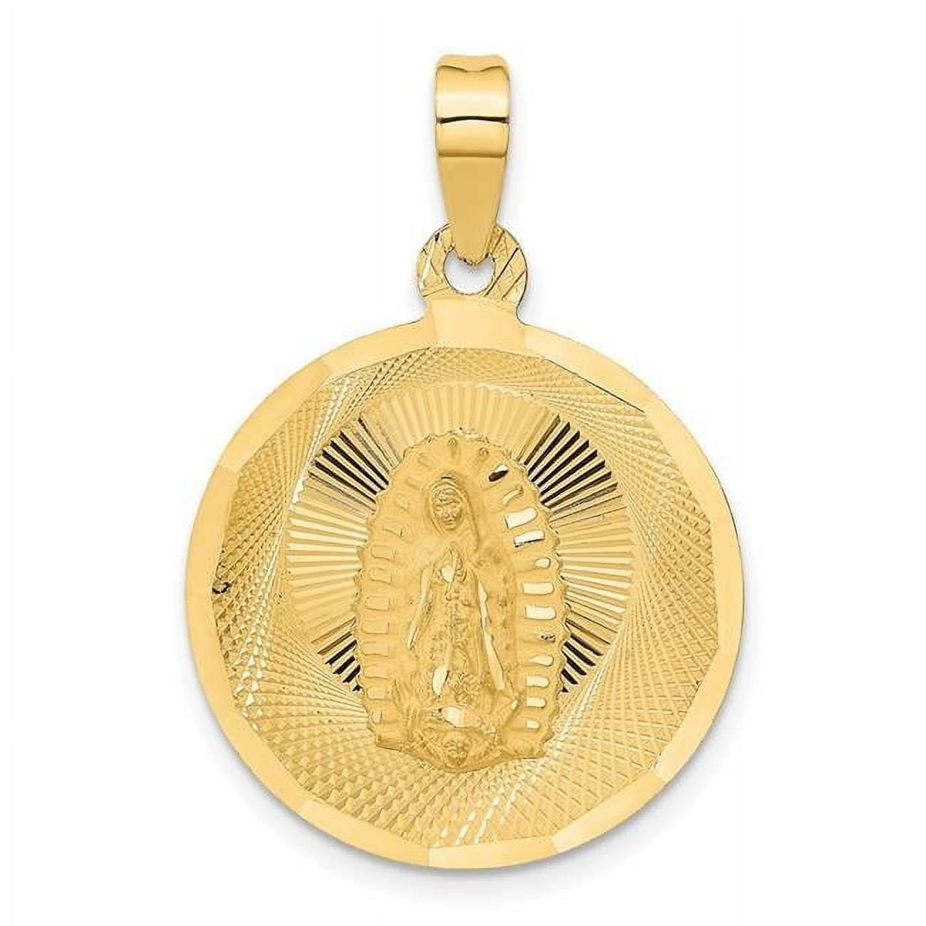 Finest Gold 14K Yellow Gold Polished Diamond-Cut Lady of Guadalupe ...